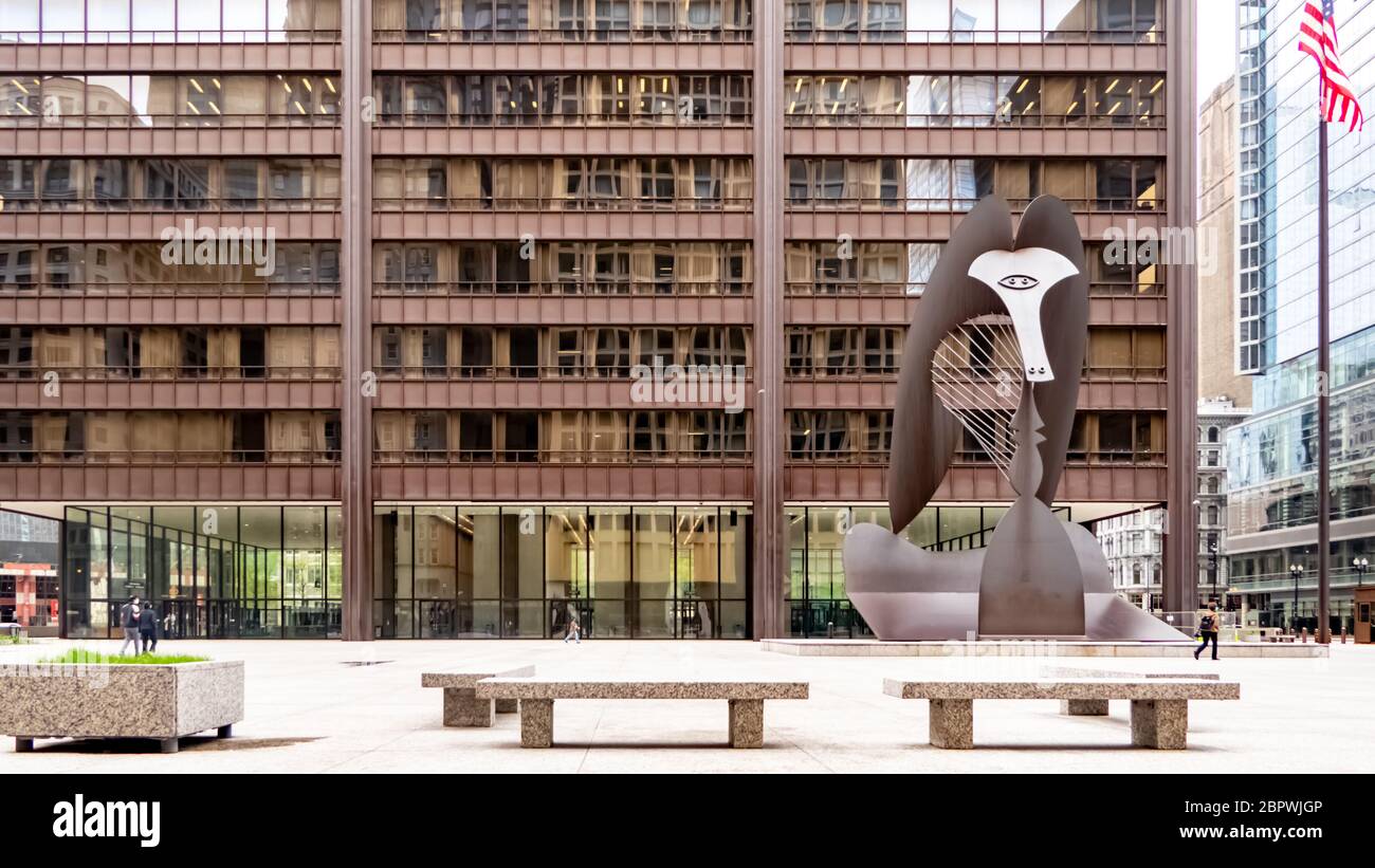 View of Chicago's Picasso, an untitled monumental sculpture by Pablo ...
