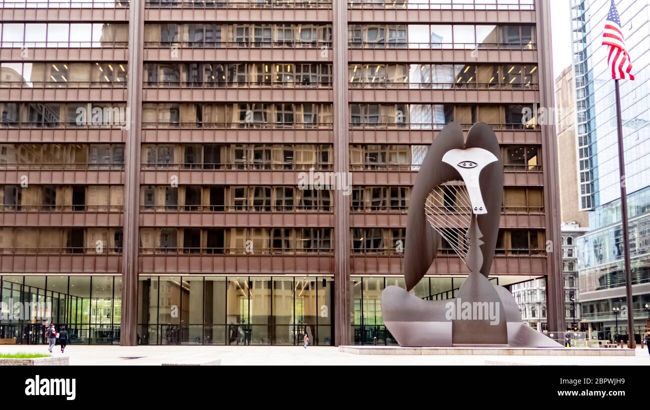 View of Chicago's Picasso, an untitled monumental sculpture by Pablo ...