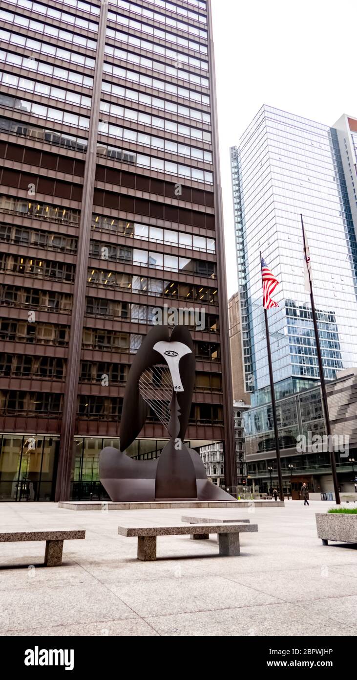 View of Chicago's Picasso, an untitled monumental sculpture by Pablo ...