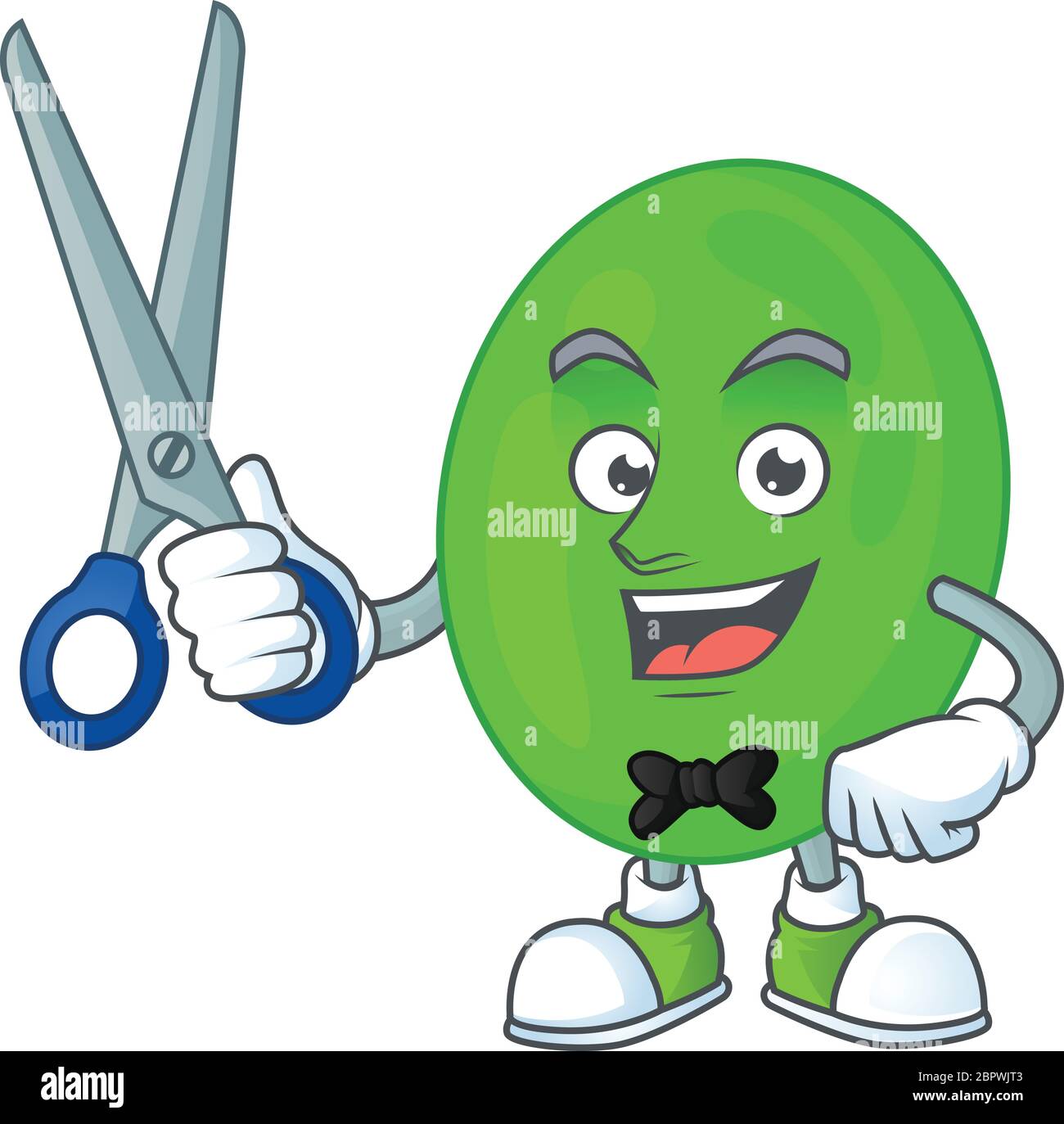 A picture of cocci Barber cartoon character working with scissor Stock ...