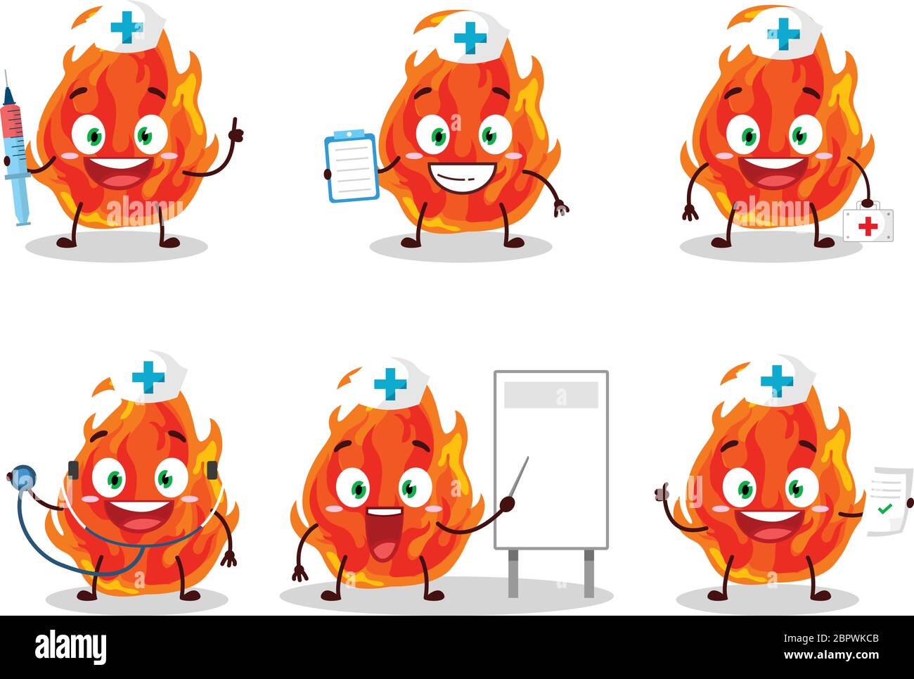 Doctor profession emoticon with fire cartoon character Stock Vector ...