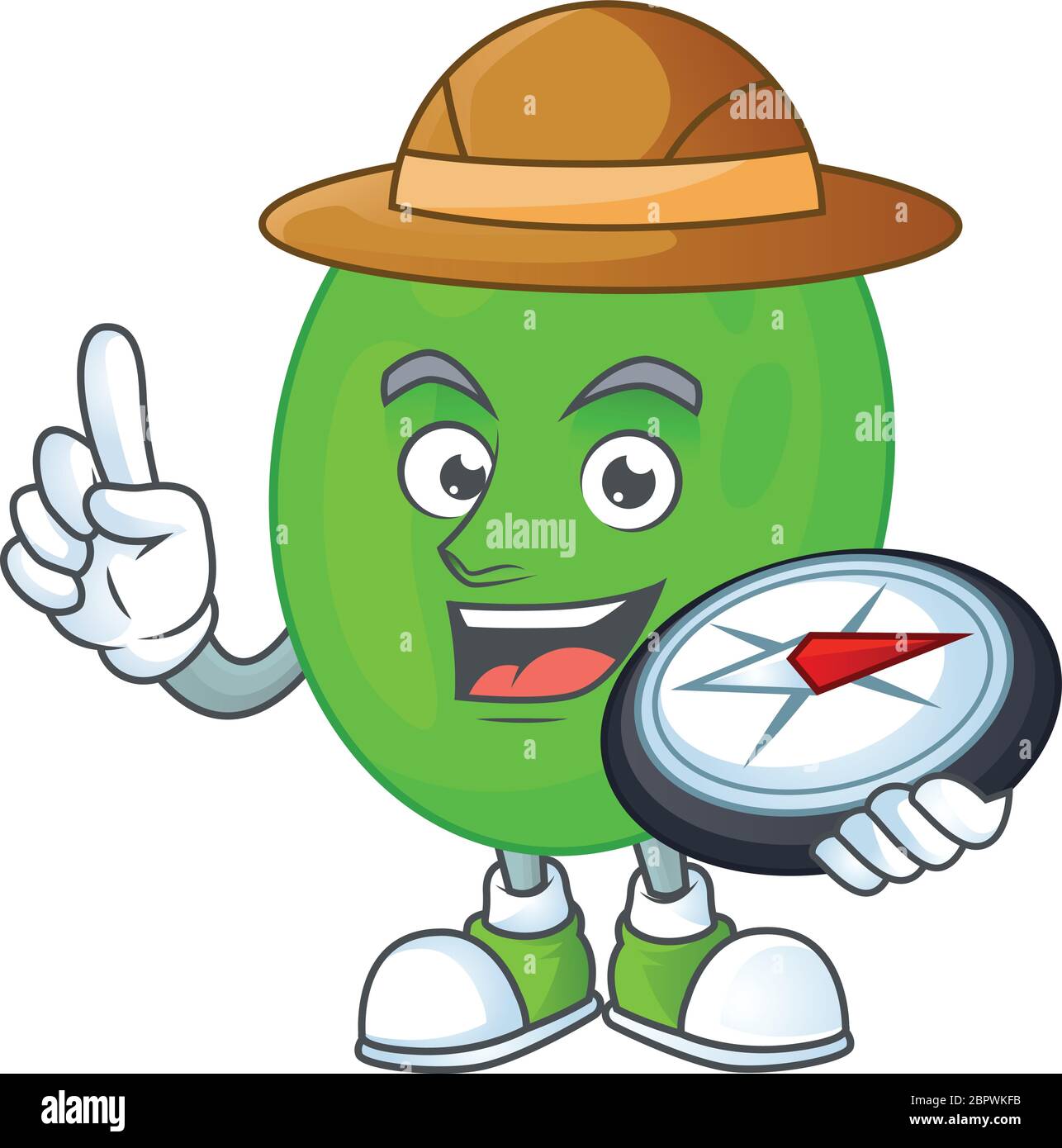 Experience explorer of cocci cartoon character style using compass ...
