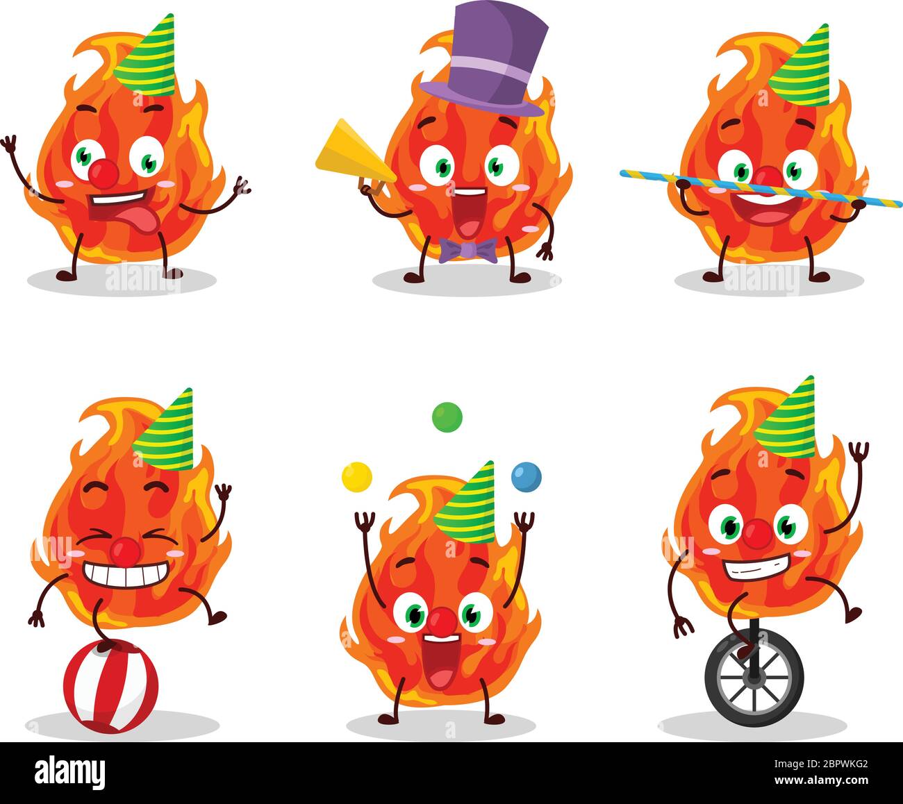 Cartoon character of fire with various circus shows Stock Vector Image ...