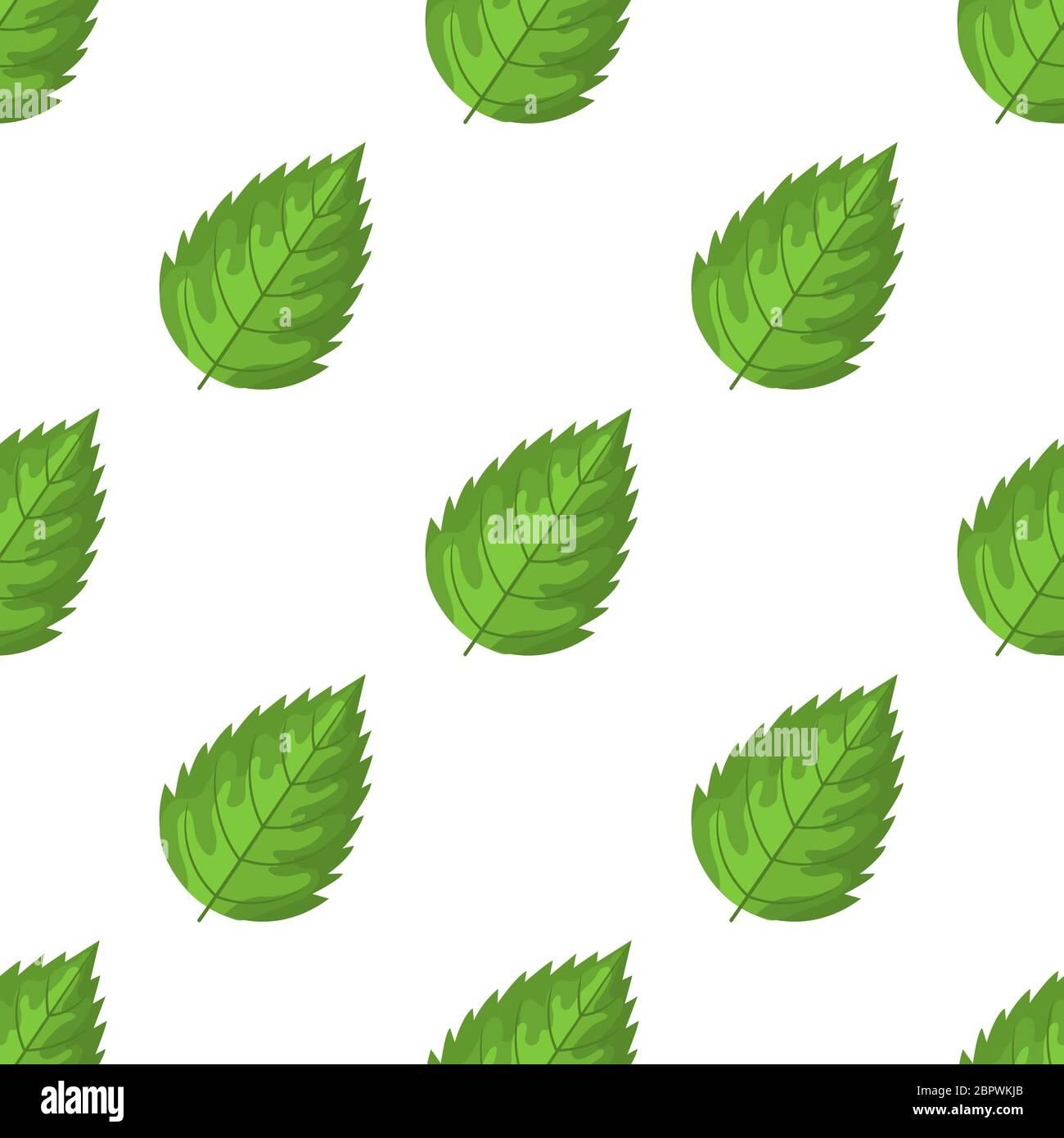 Seamless pattern with decorative green raspberry leaves on white ...