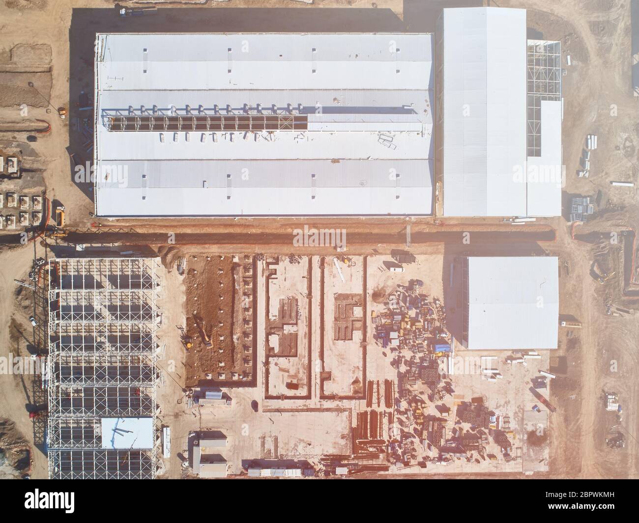 industrial buildings under construction and building materials ...