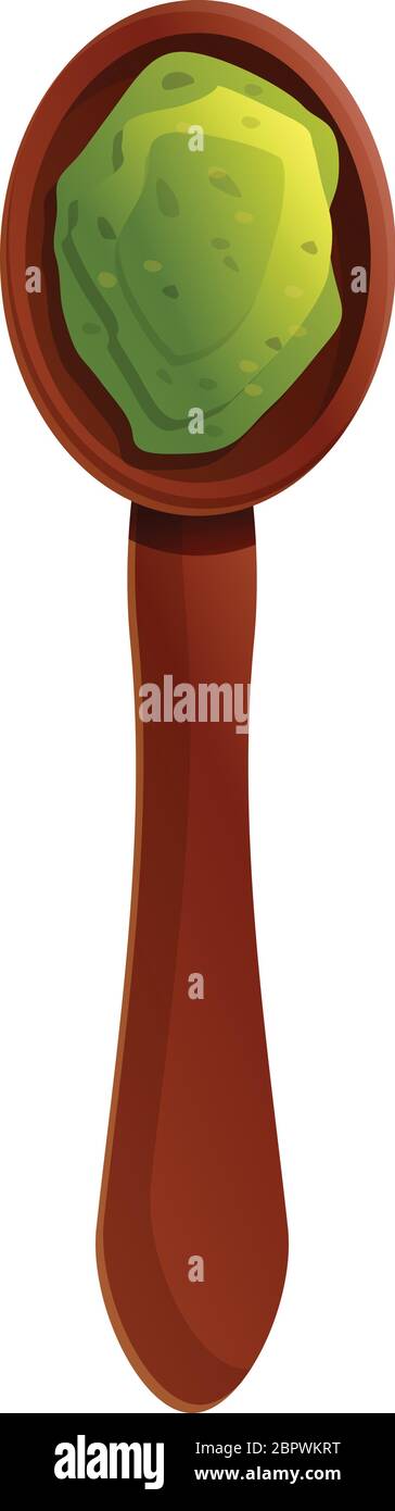 Green tea spoon icon. Cartoon of green tea spoon vector icon for web ...