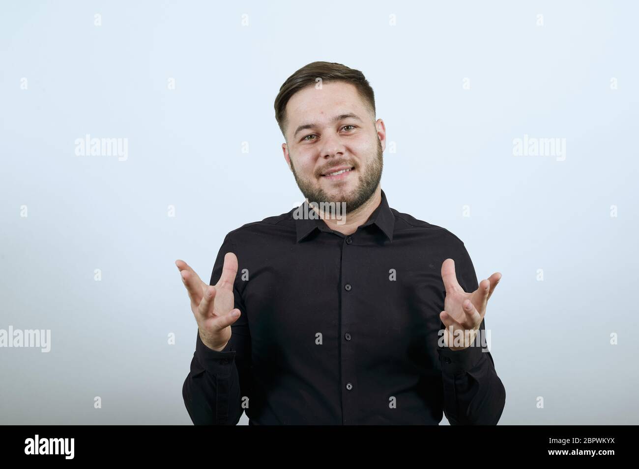 Explaining something funny hi-res stock photography and images - Alamy