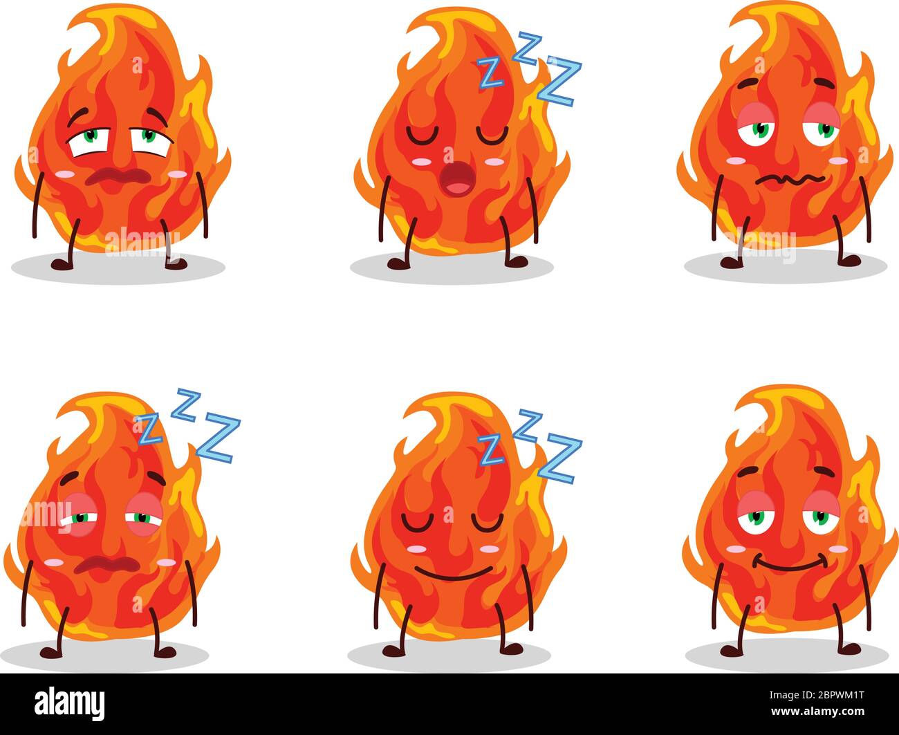 Cartoon character of fire with sleepy expression Stock Vector Image ...