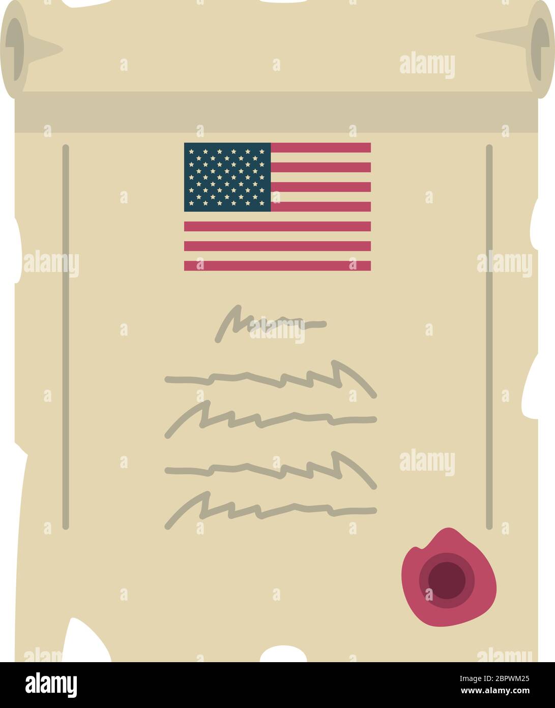 post card with postage stamp with USA flag on white background vector ...