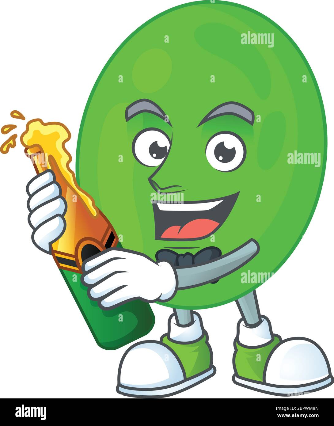 Happy face of cocci cartoon design toast with a bottle of beer Stock ...