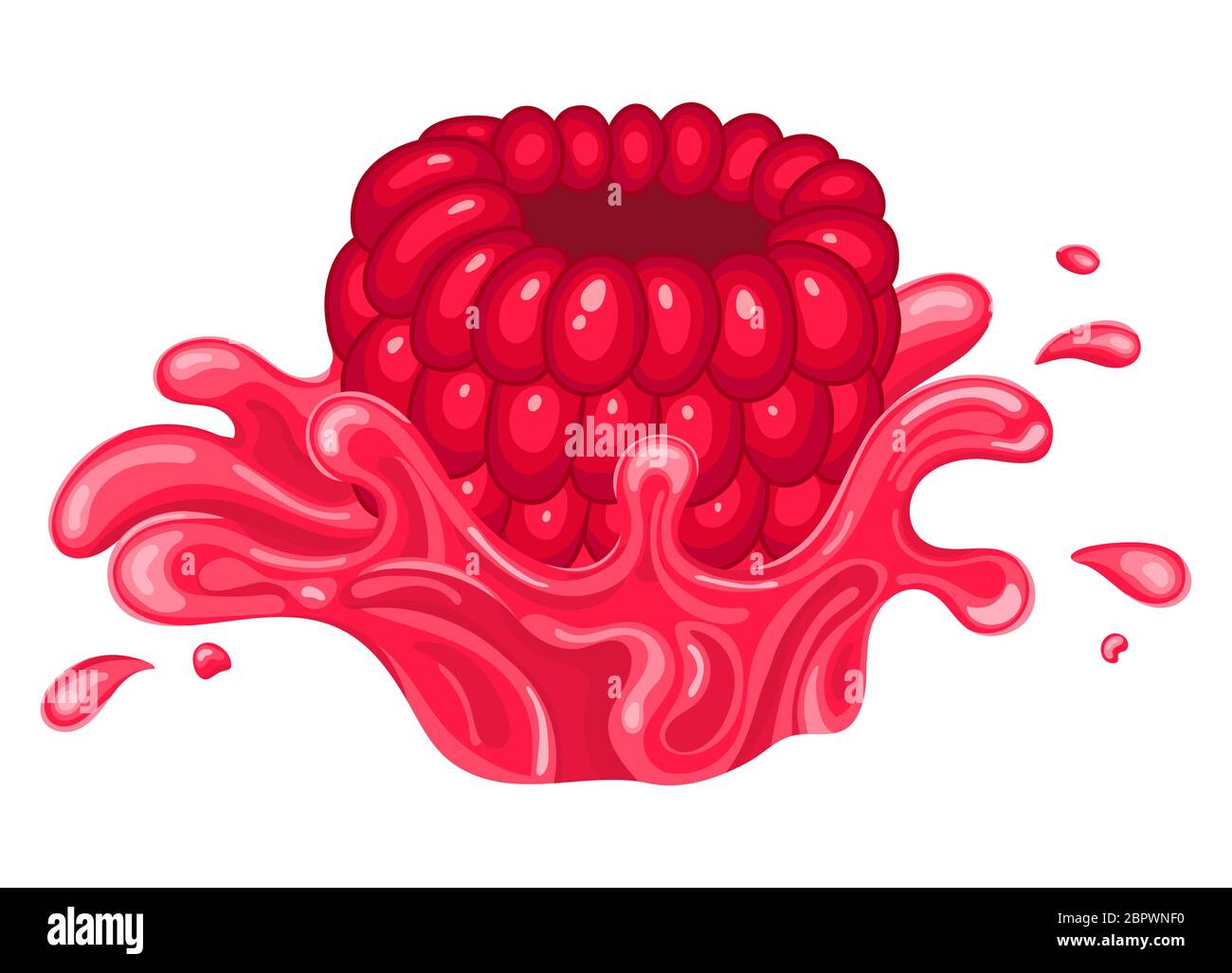Fresh bright raspberry juice splash burst isolated on white background ...