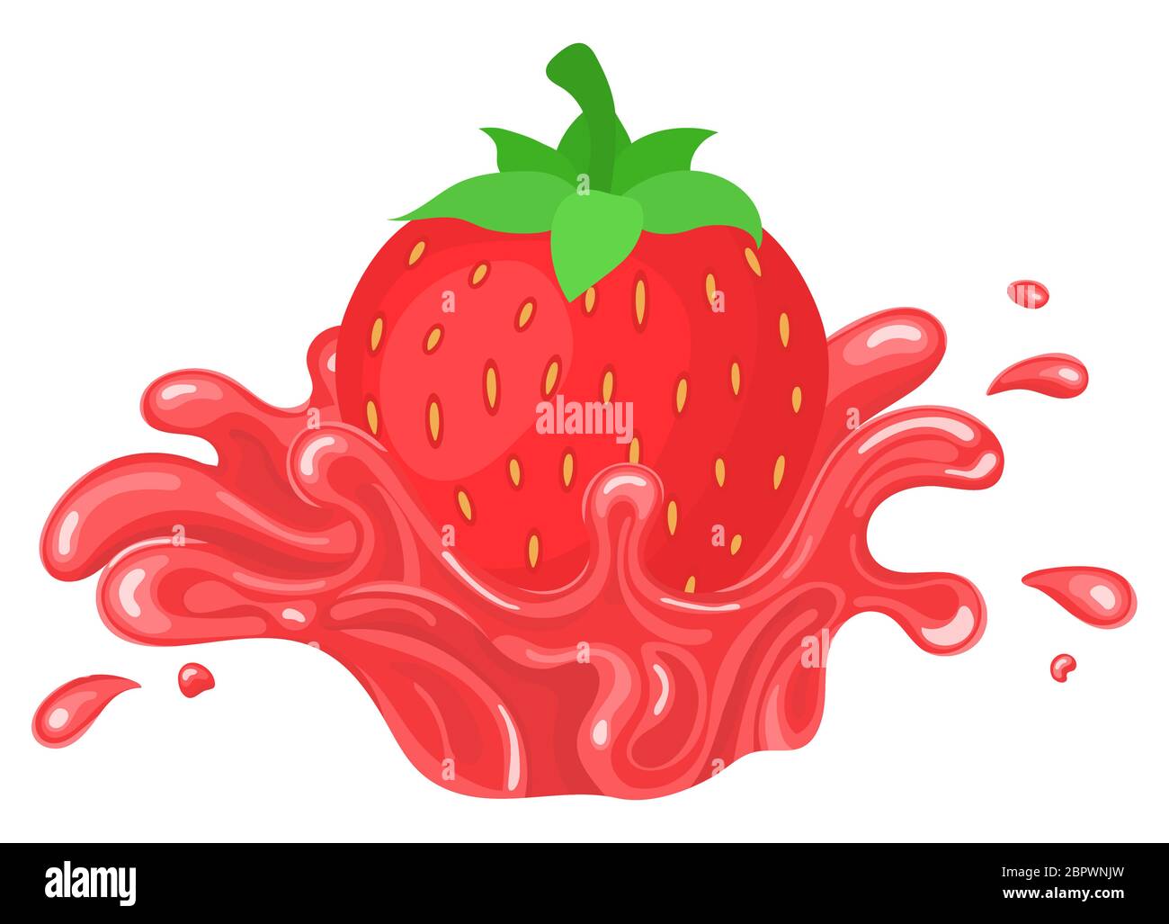 Fresh bright strawberry juice splash burst isolated on white background ...
