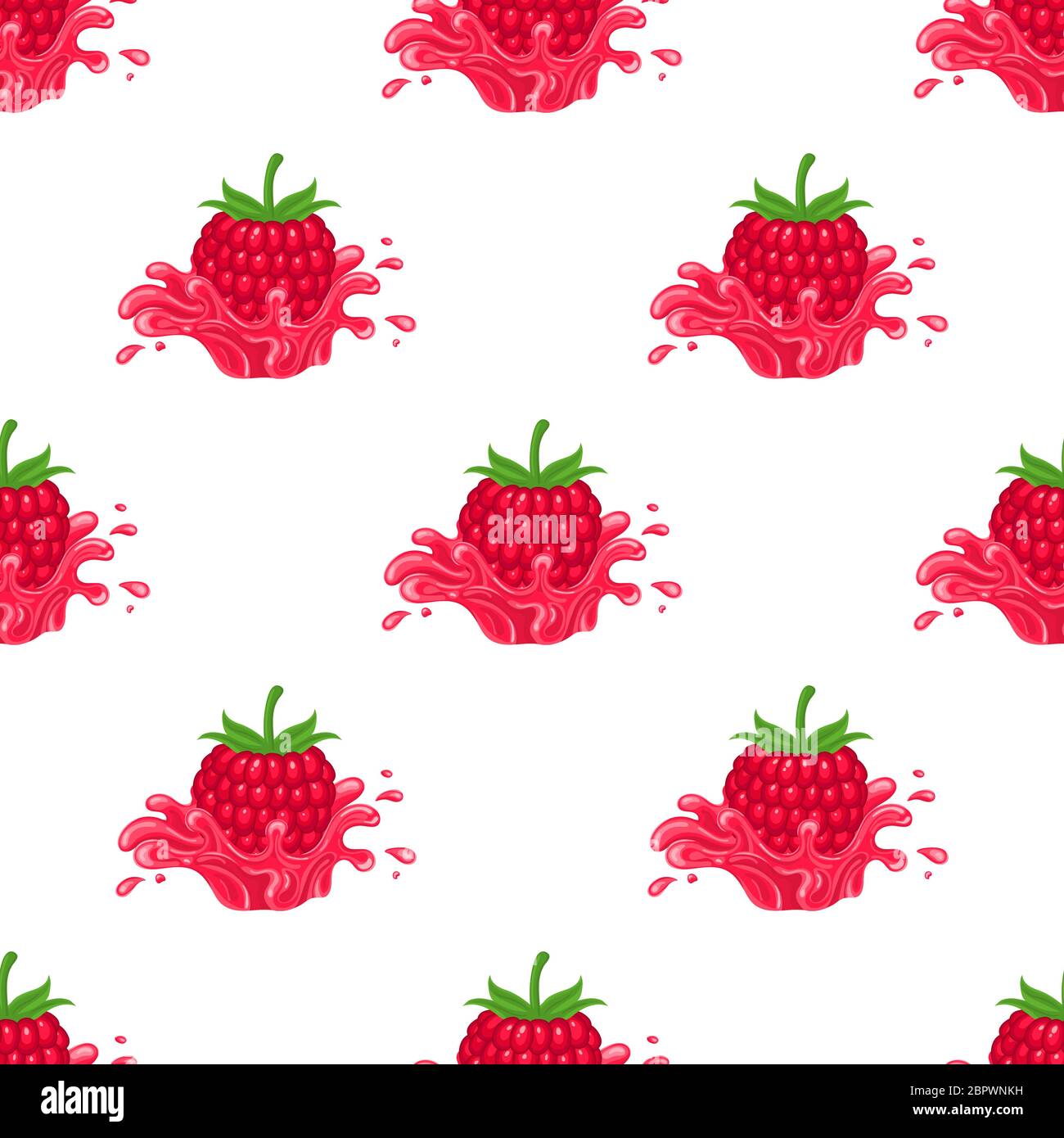 Seamless pattern with fresh bright raspberry juice splash burst ...