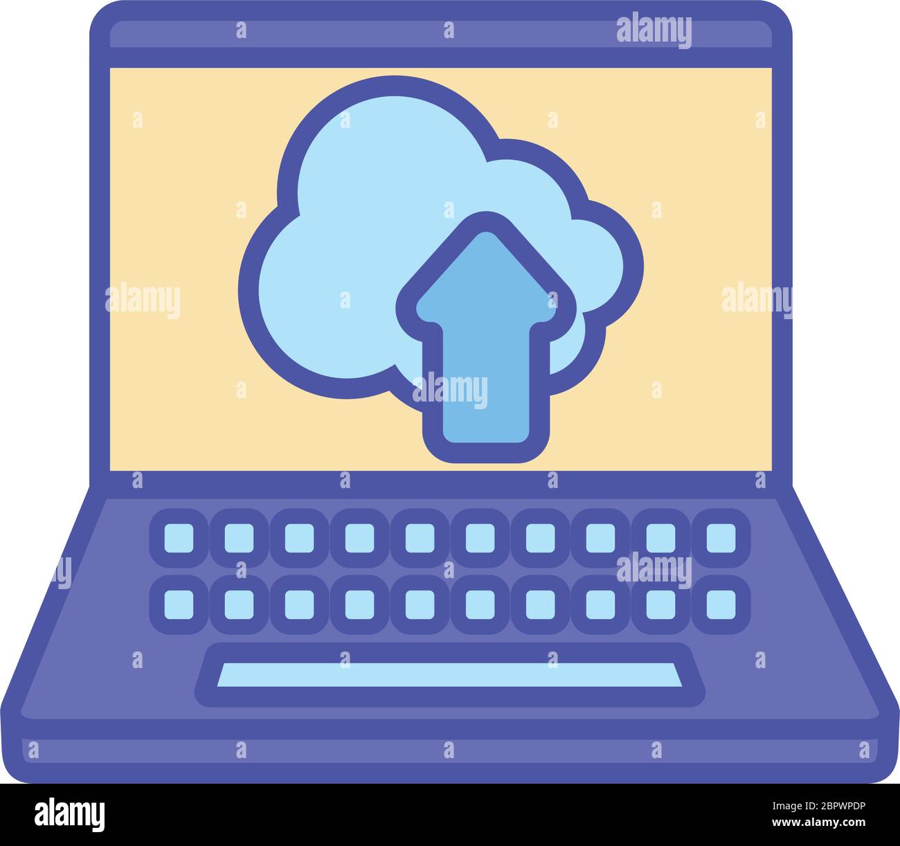 Cloud computing inside laptop line and fill style icon design, Communication internet and ...