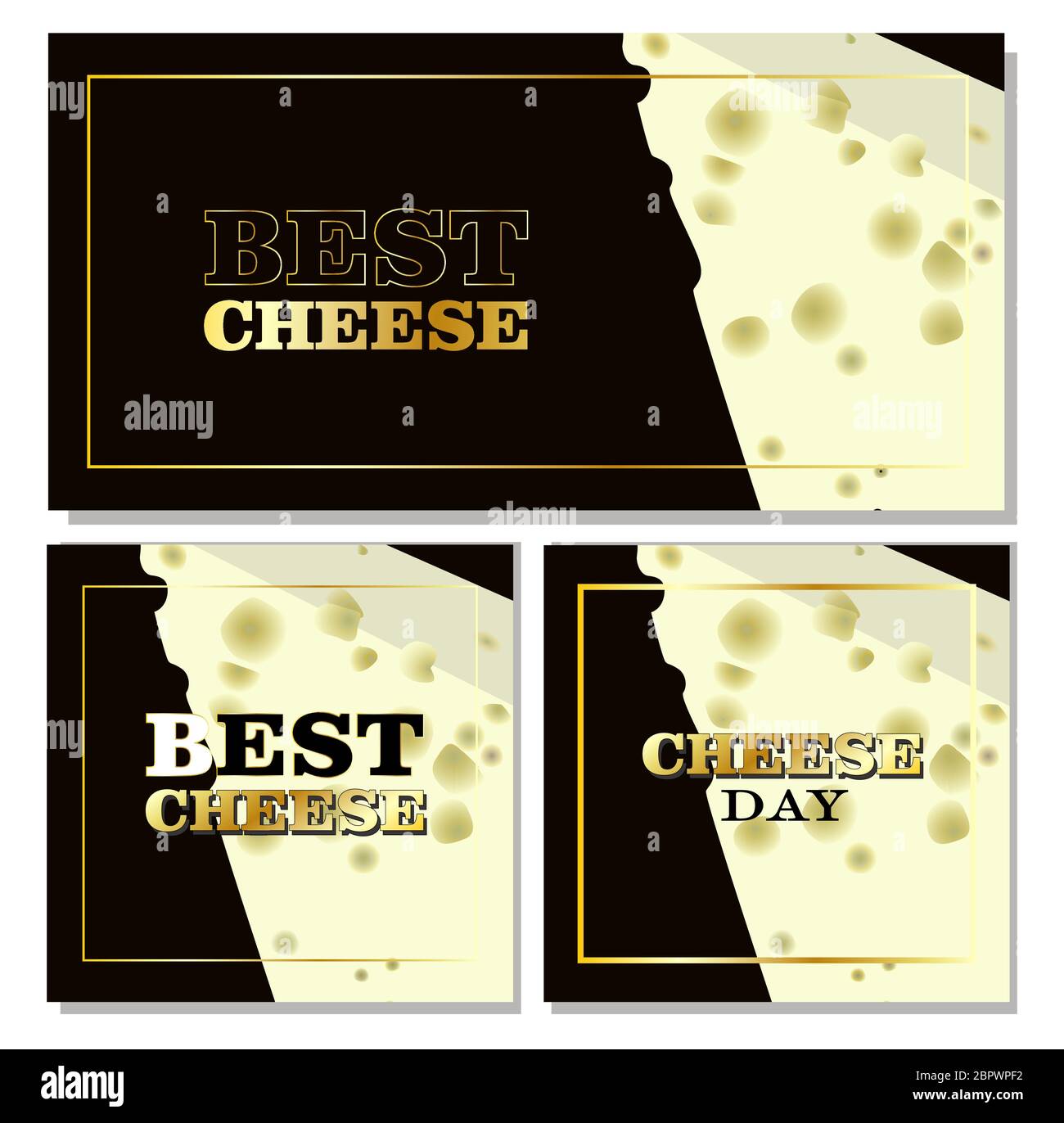 Postcards and flyers about cheese. International Cheese Day. Vector ...
