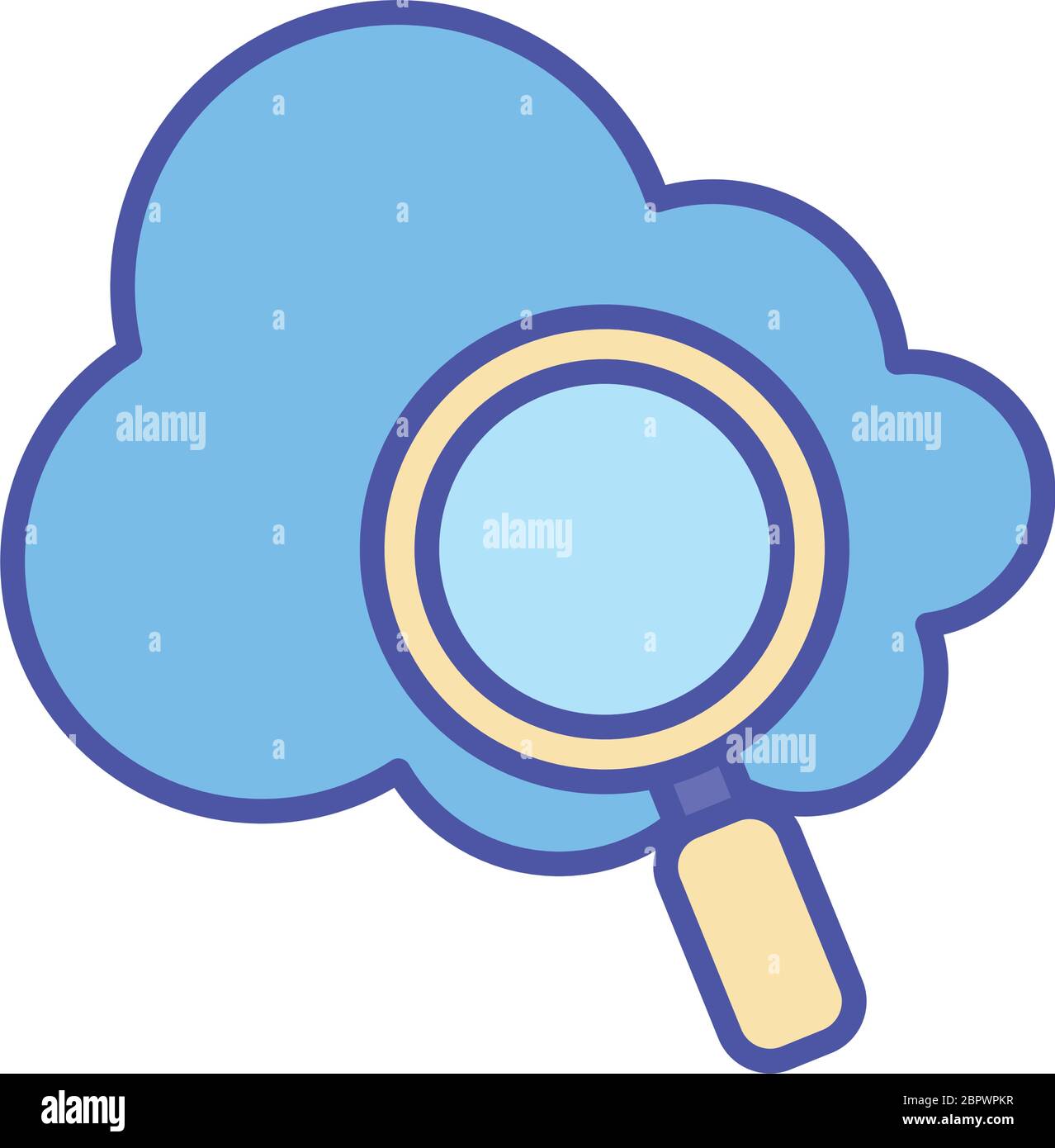 Cloud computing and lupe line and fill style icon design, Communication internet and ...