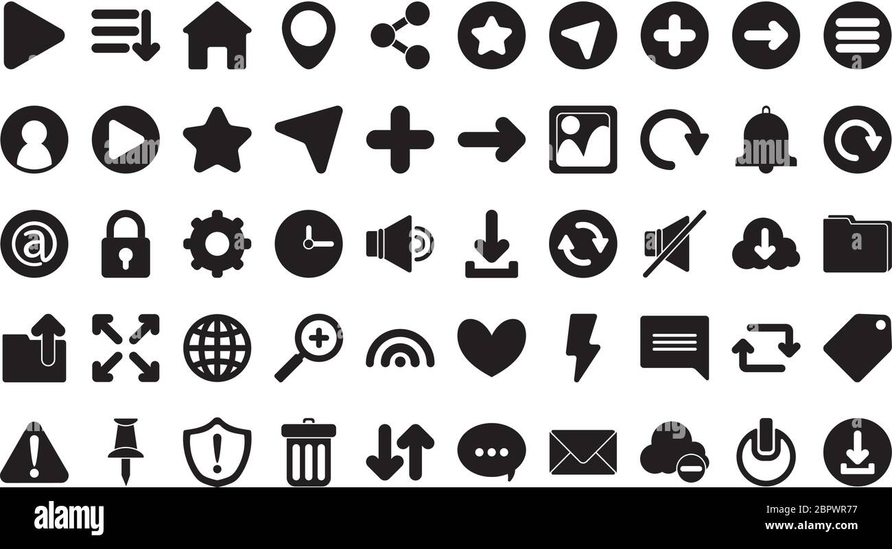 silhouette style icon set design, Social media web multimedia and ...