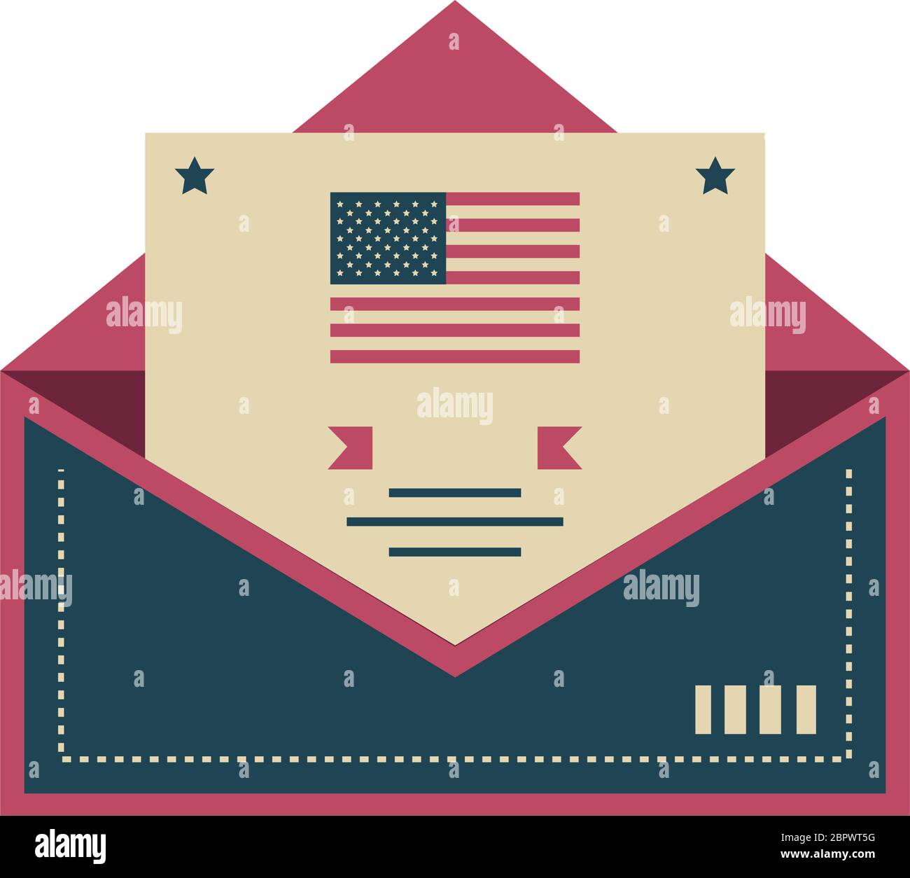 post card with postage stamp with USA flag on white background vector ...