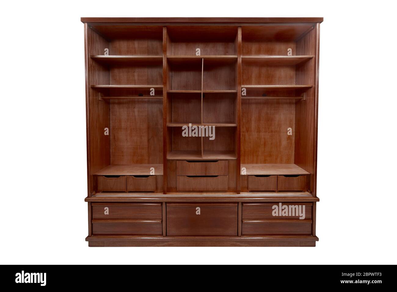 Red Wooden wardrobe isolated on white background Stock Photo - Alamy