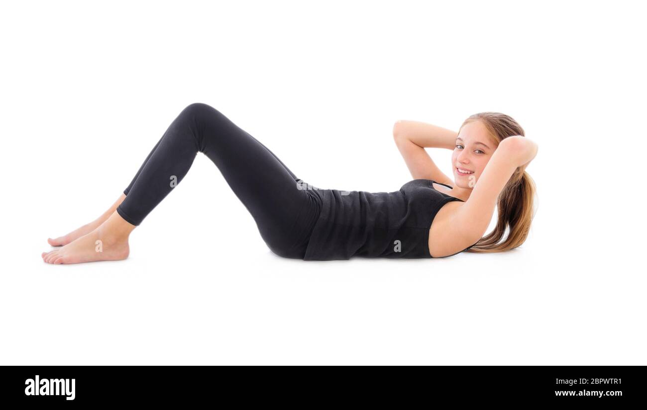 Young woman doing ab exercise hi-res stock photography and images - Alamy