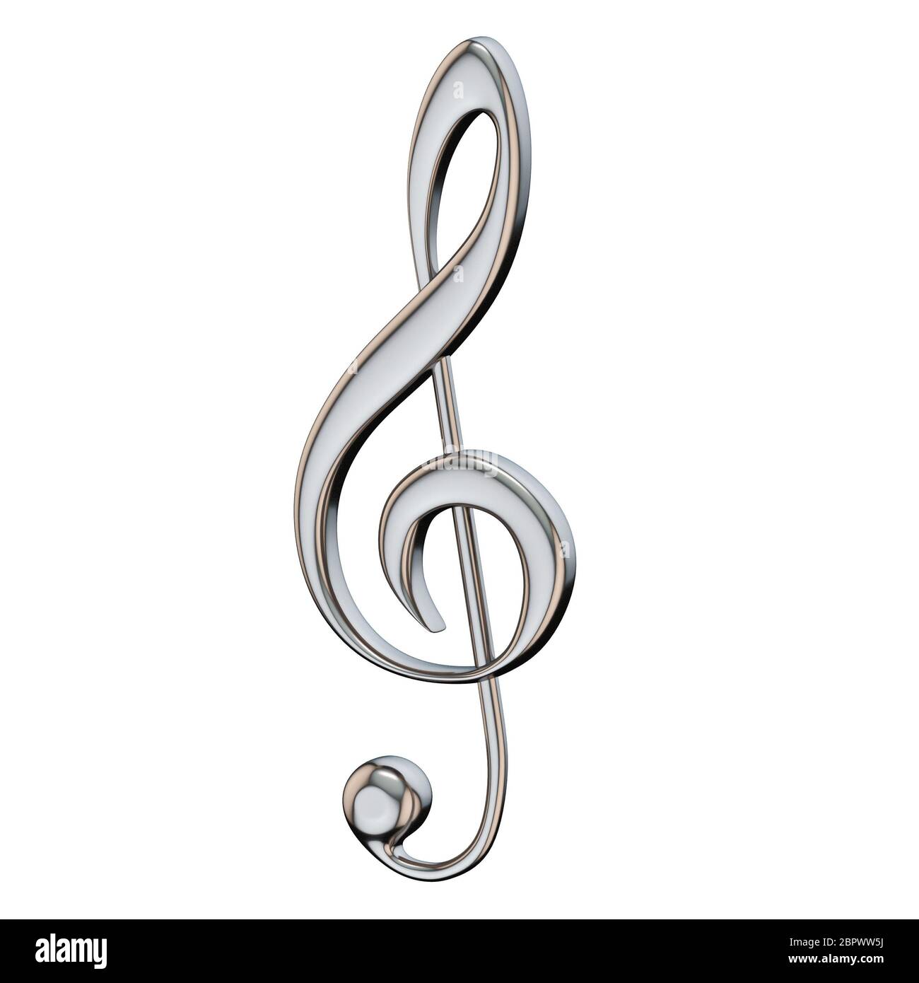 Silver treble clef 3D rendering illustration isolated on white ...