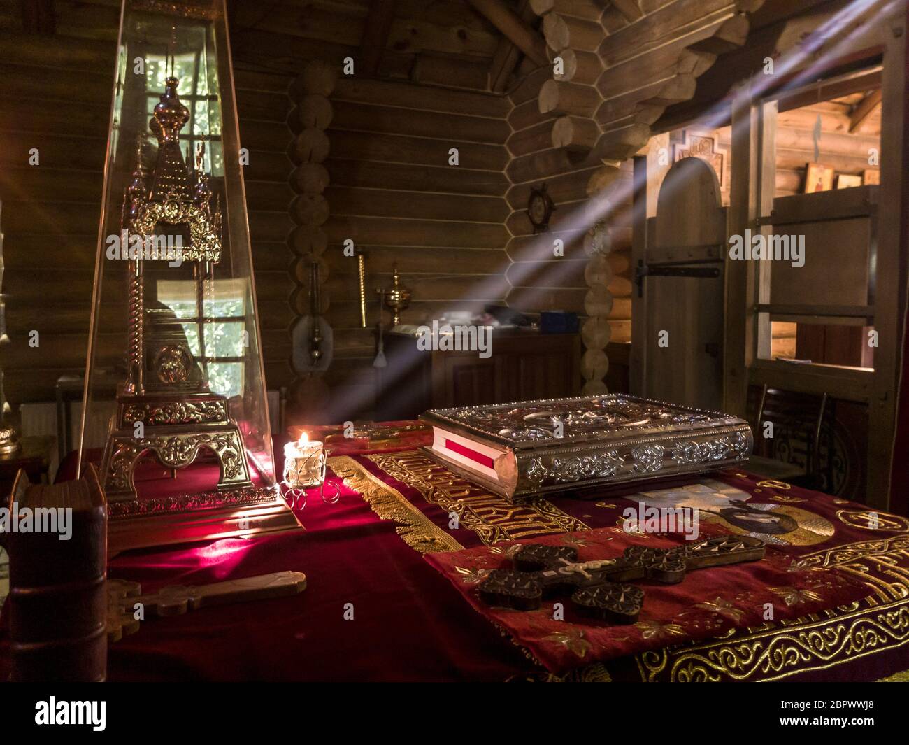 The rays of the sun make their way through the windows and cracks of ...