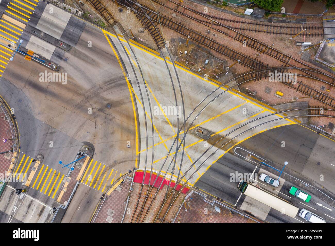 Top down view of light rail track Stock Photo - Alamy