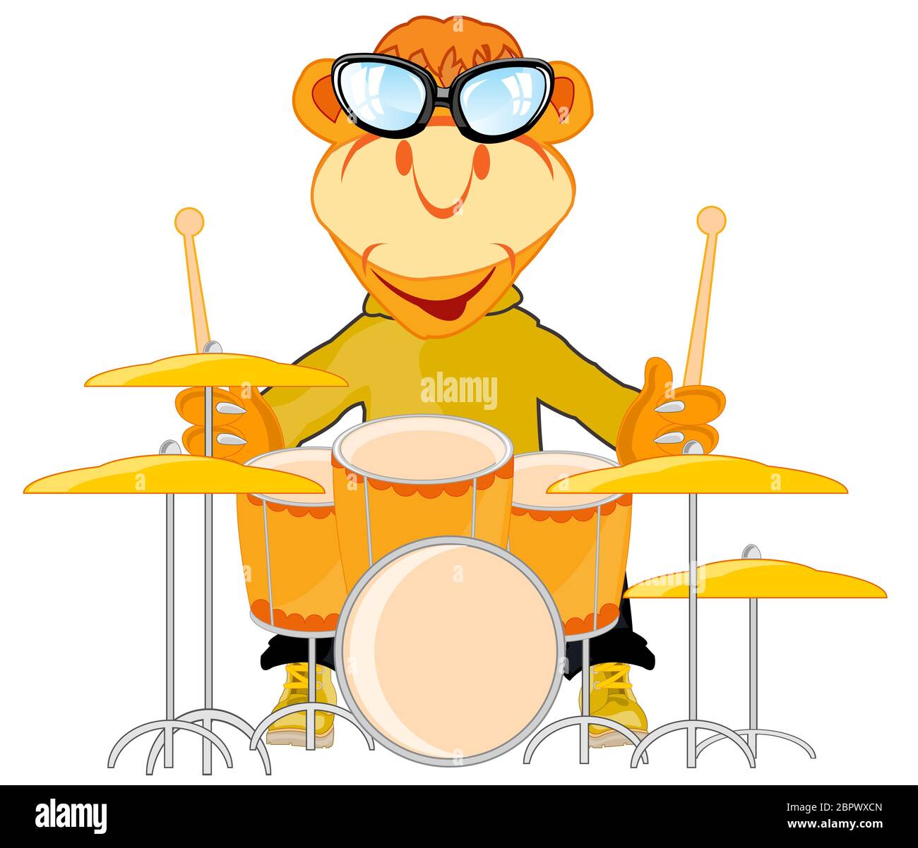 Cartoon animal musician for percussion tools Stock Photo - Alamy
