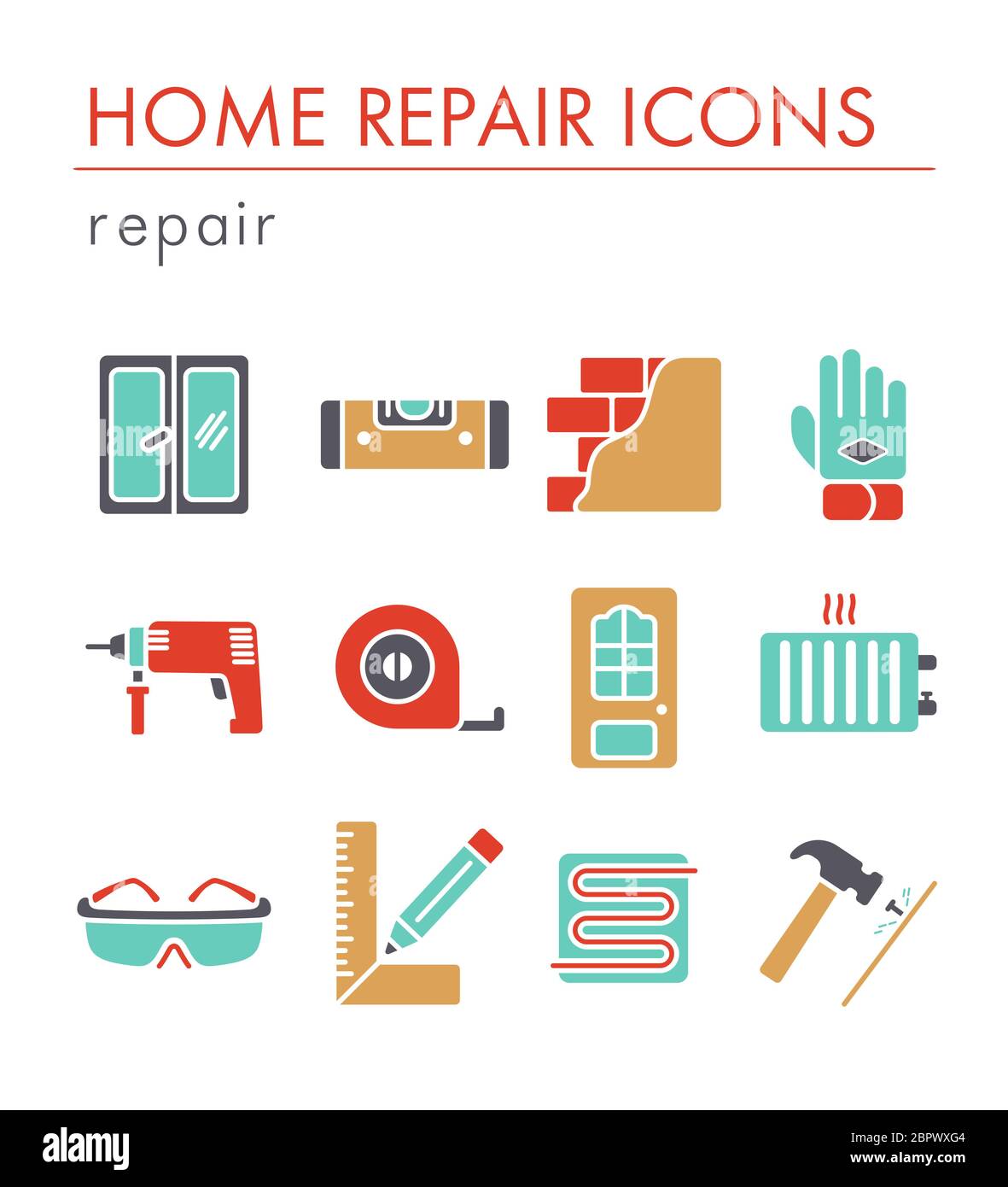 Set of building construction and home repair icons. Vector design and ...