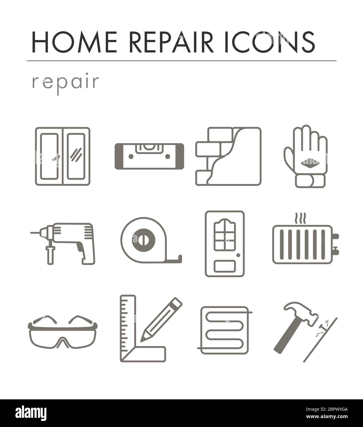 Set of building construction and home repair icons. Vector design and ...