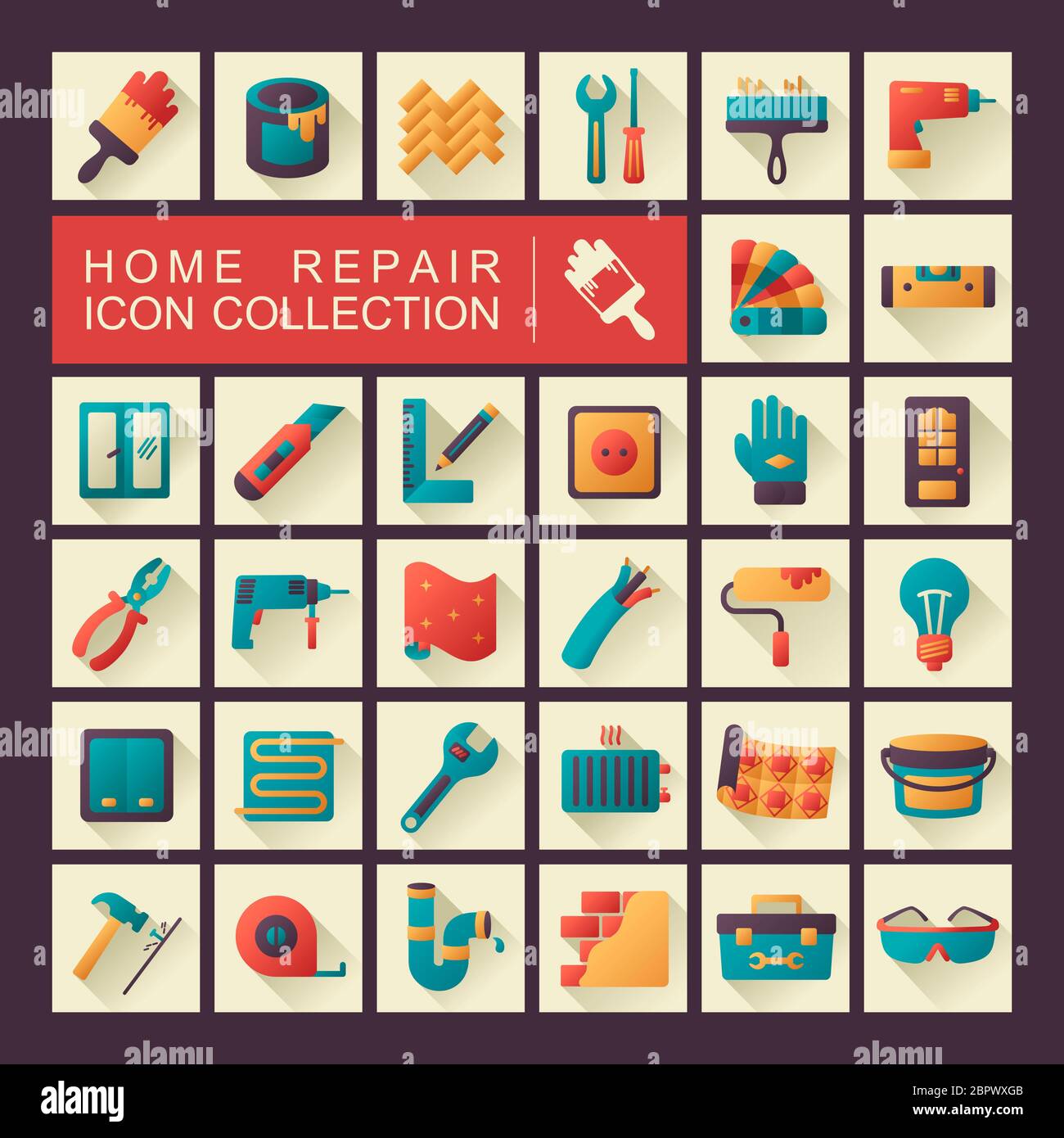 Set of building construction and home repair icons. Vector design and ...