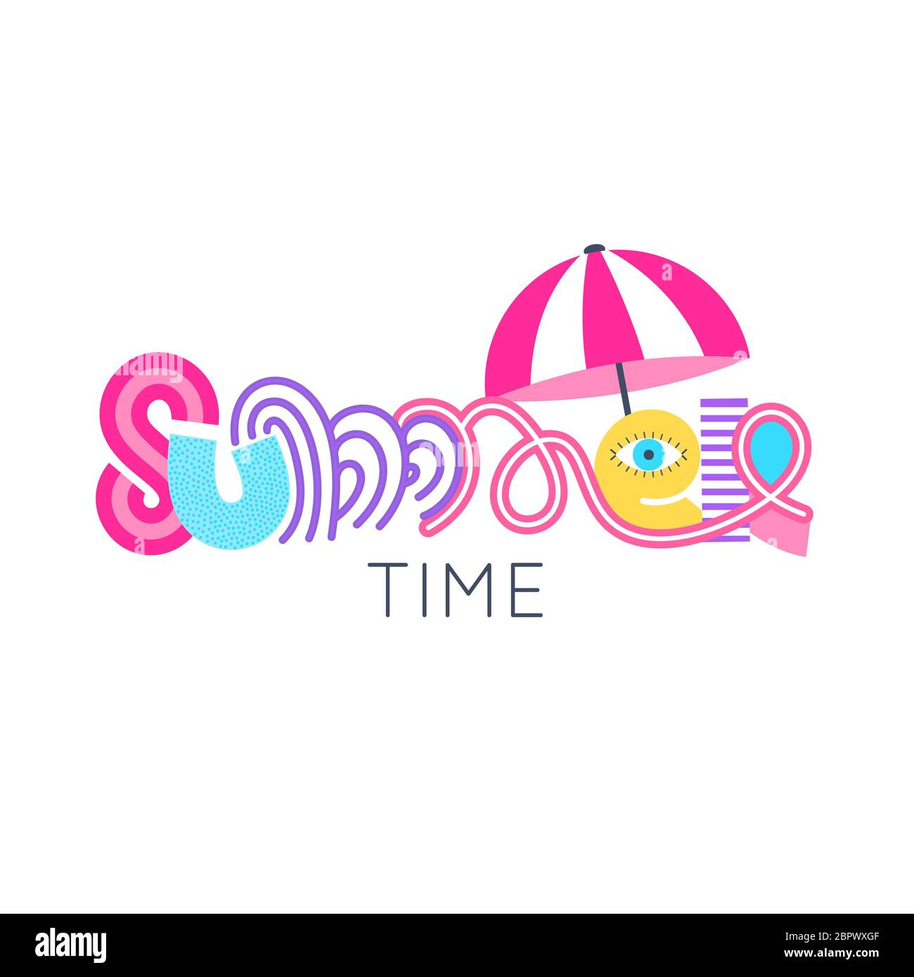 Summertime. Cute hand drawn lettering. Summer. Colorful letters. Doodle ...