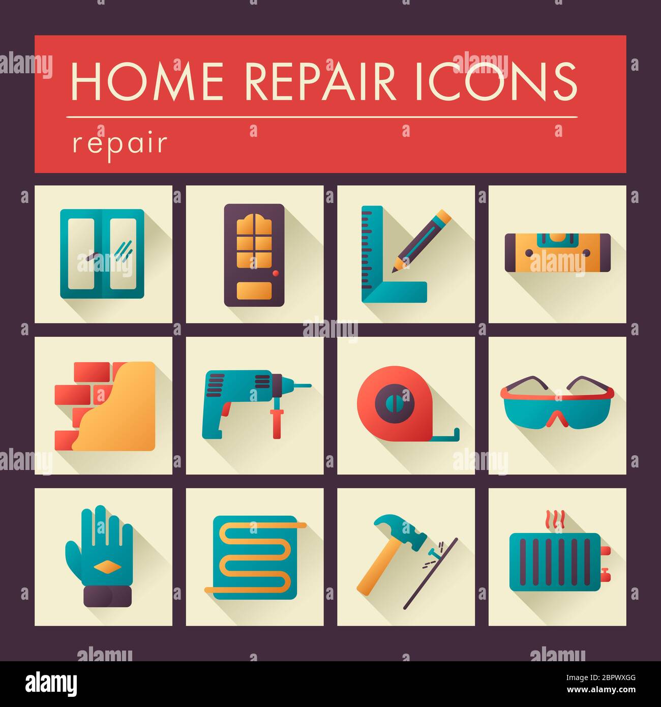 Set of building construction and home repair icons. Vector design and ...