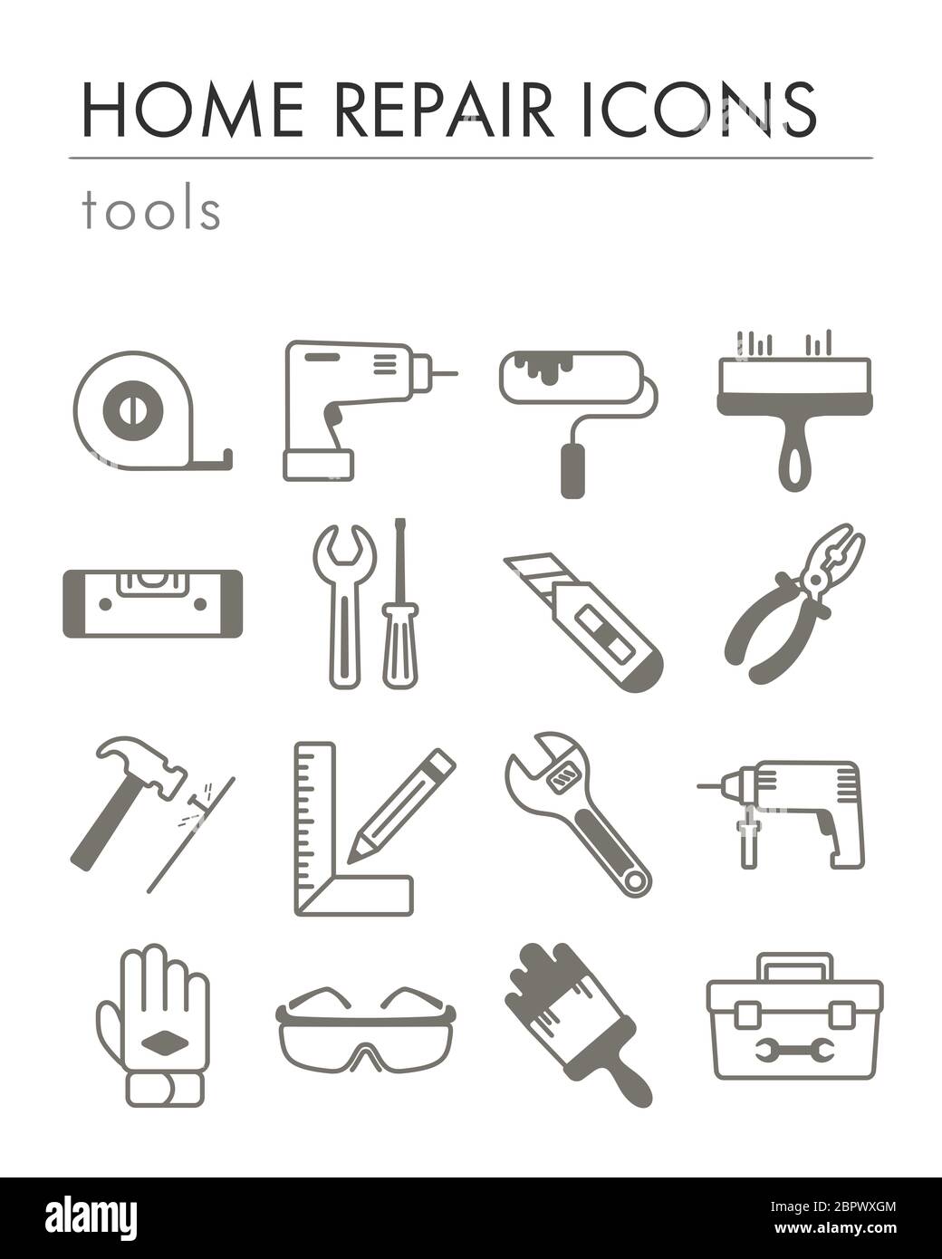 Building, construction and home repair tools icons. Vector design and ...