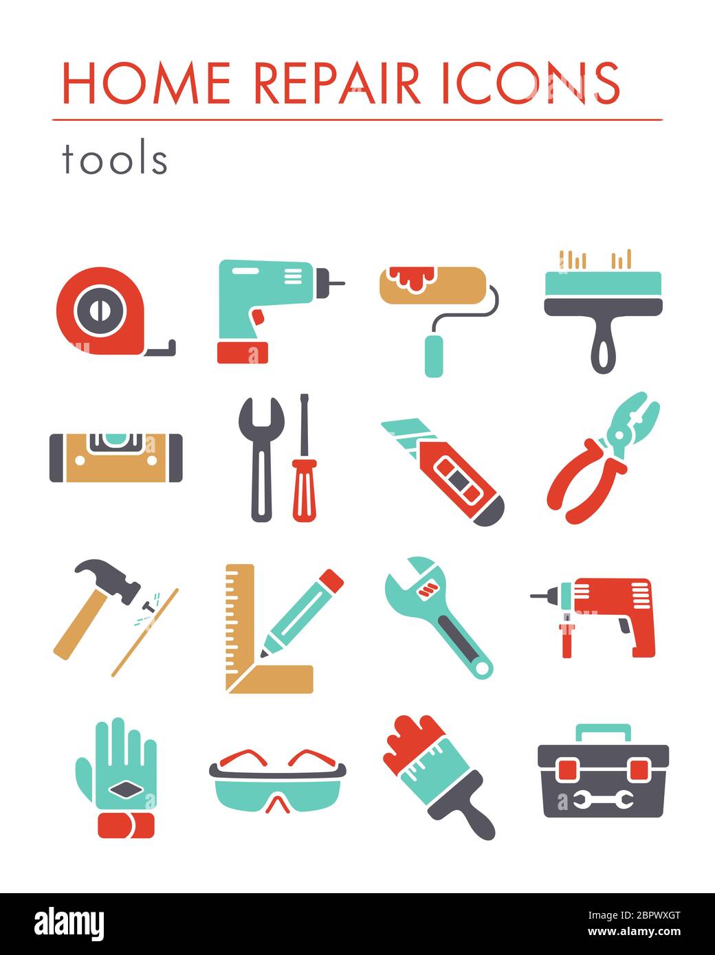 Building, construction and home repair tools icons. Vector design and ...