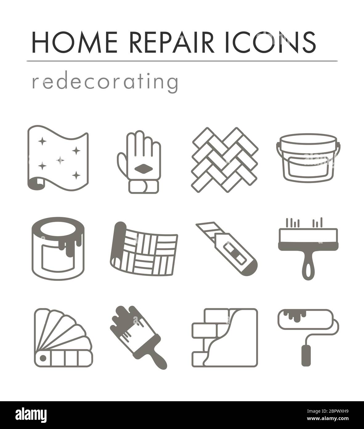 Home repair, remodelling, redecoration icon set. Vector design and ...