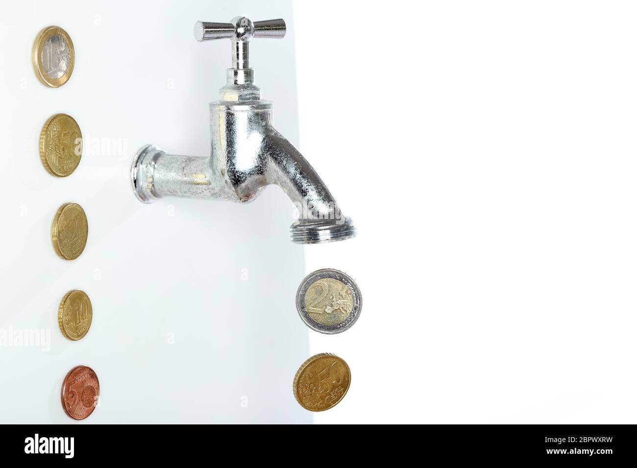 some different money coins are dropping from a tap Stock Photo - Alamy