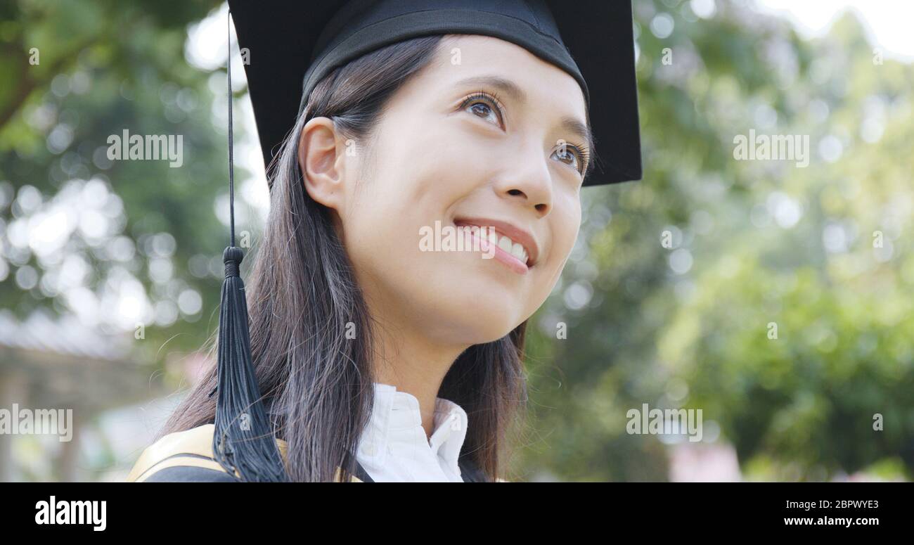 Side profile of woman get graduation Stock Photo - Alamy