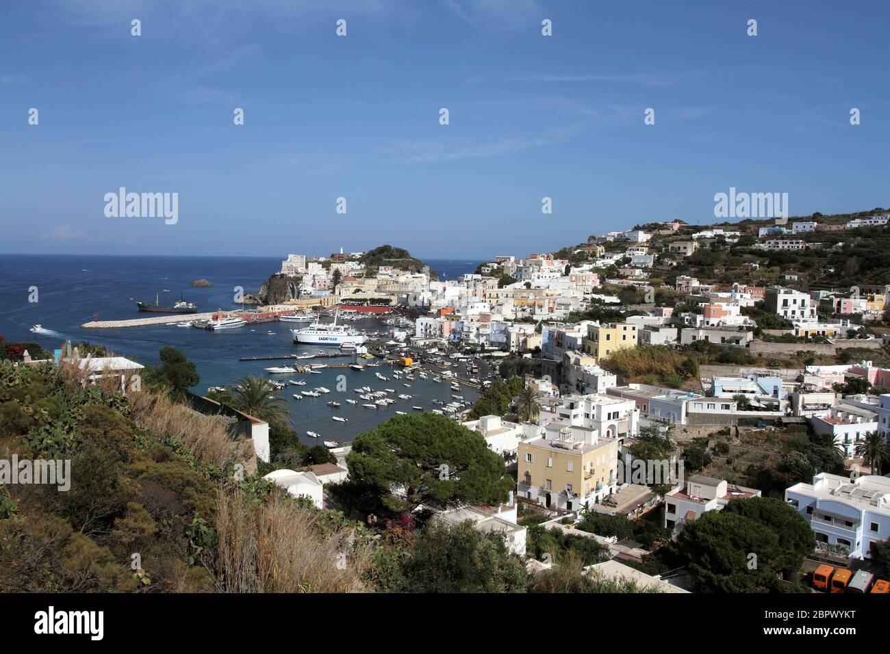 Ponza, Italy - August 20, 2017: view of the port of Ponza Stock Photo ...
