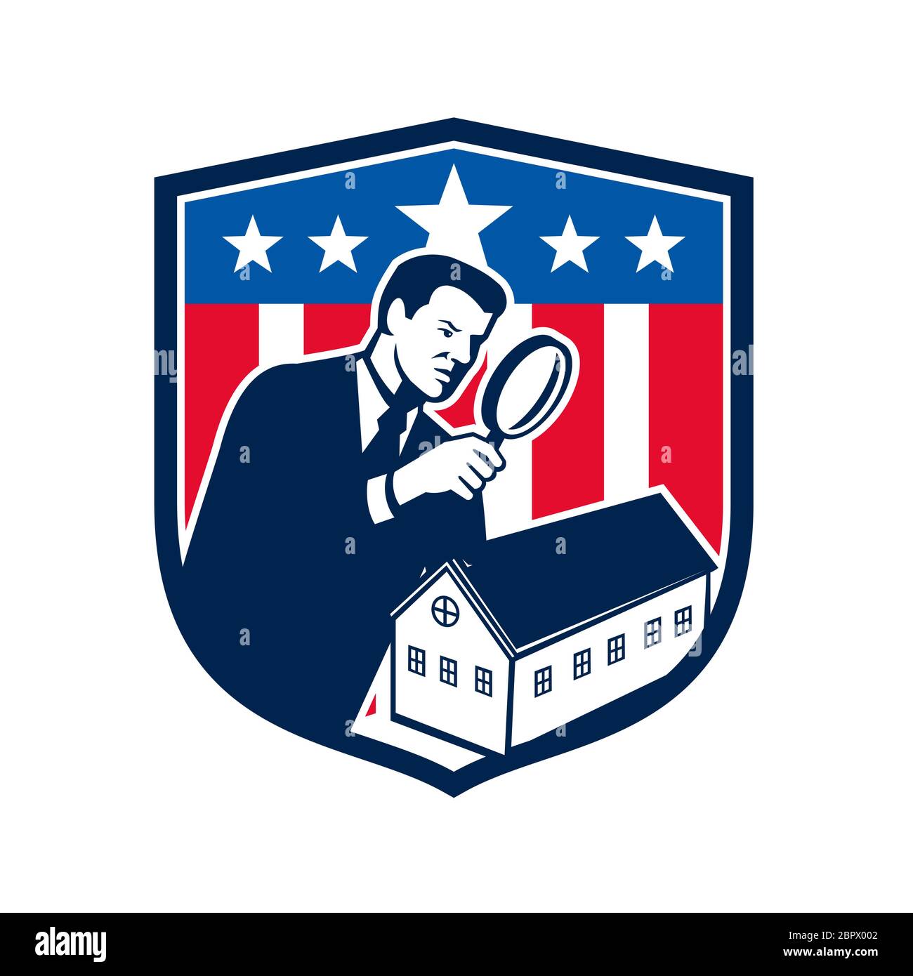 Icon retro style illustration of an American school inspector with ...