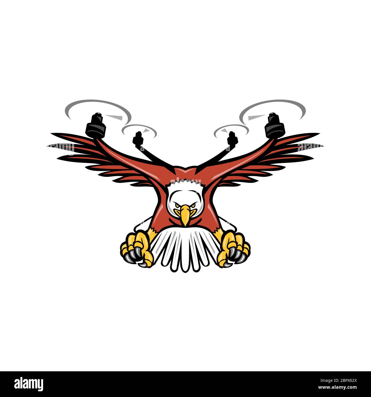 Mascot icon illustration of a half eagle half drone or quadcopter with ...