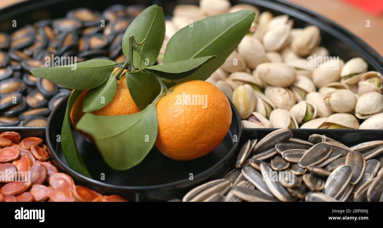 Lunar new year snack tray Stock Photo - Alamy