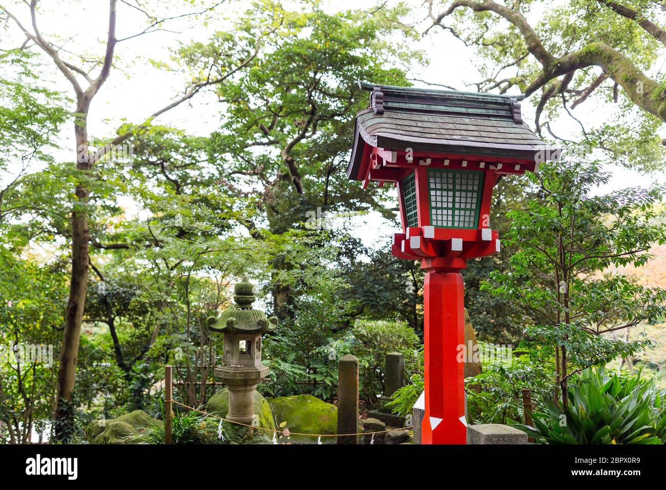 Red lamp in Japanese temple Stock Photo - Alamy