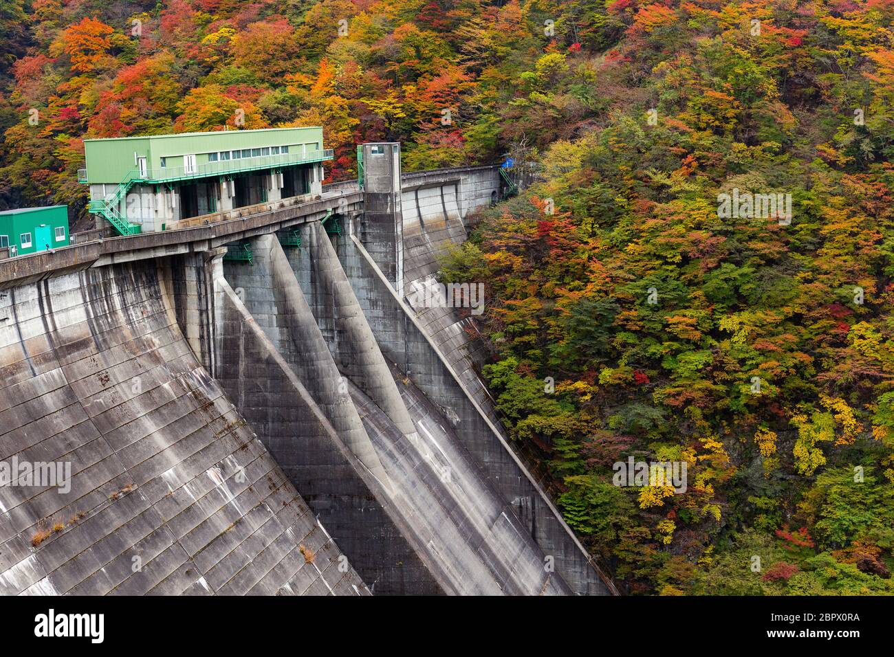 Autumn landscape and dam Stock Photo - Alamy