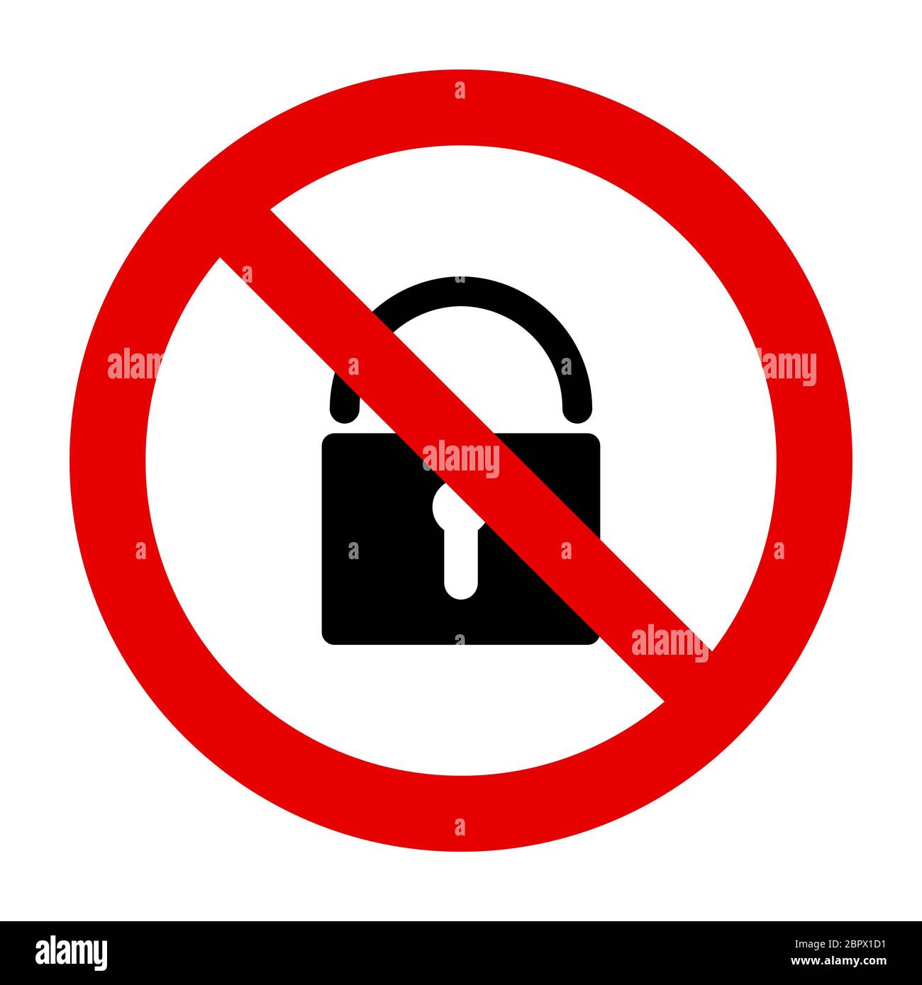 Lock and prohibition sign Stock Photo - Alamy
