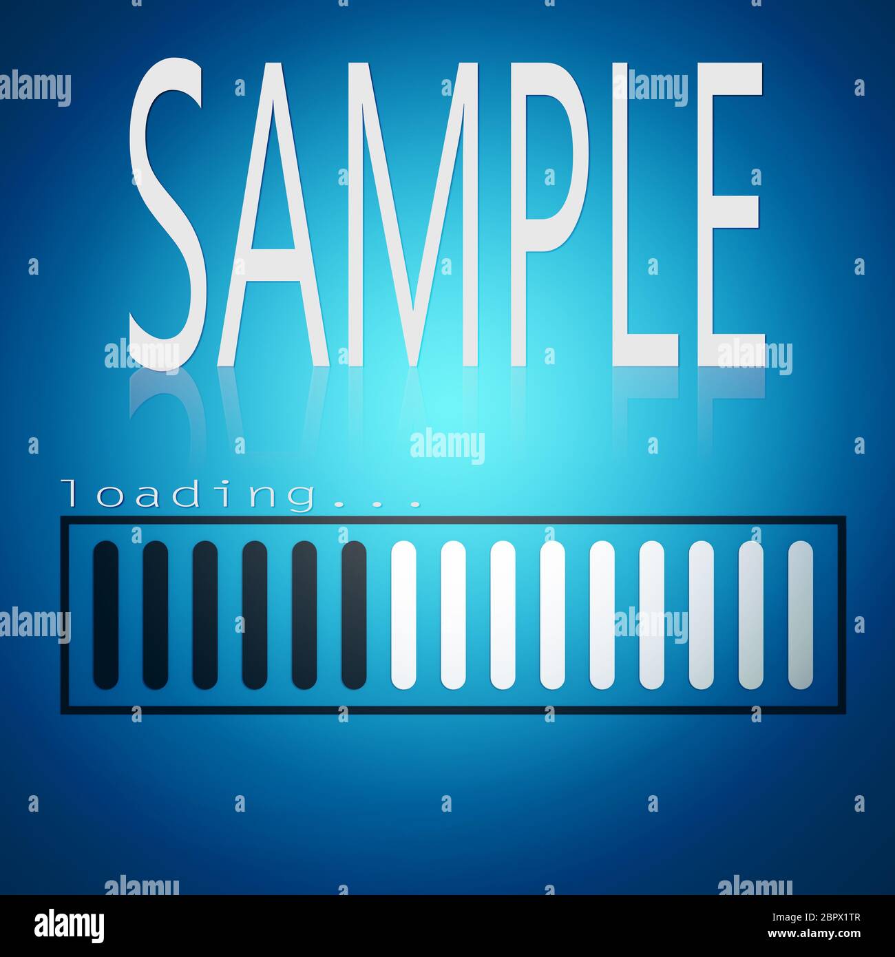 Sample word with blue loading bar, 3D rendering Stock Photo - Alamy