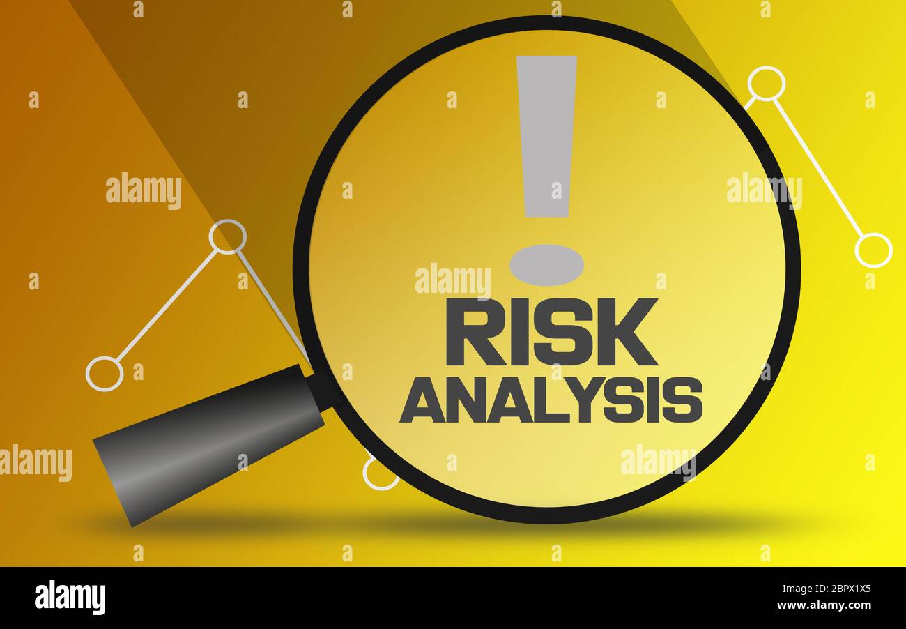 Risk analysis with glass magnifier, 3D rendering Stock Photo - Alamy