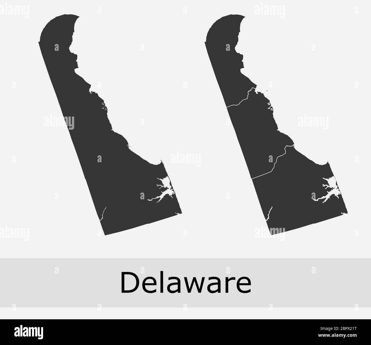 Delaware maps vector outline counties, townships, regions ...