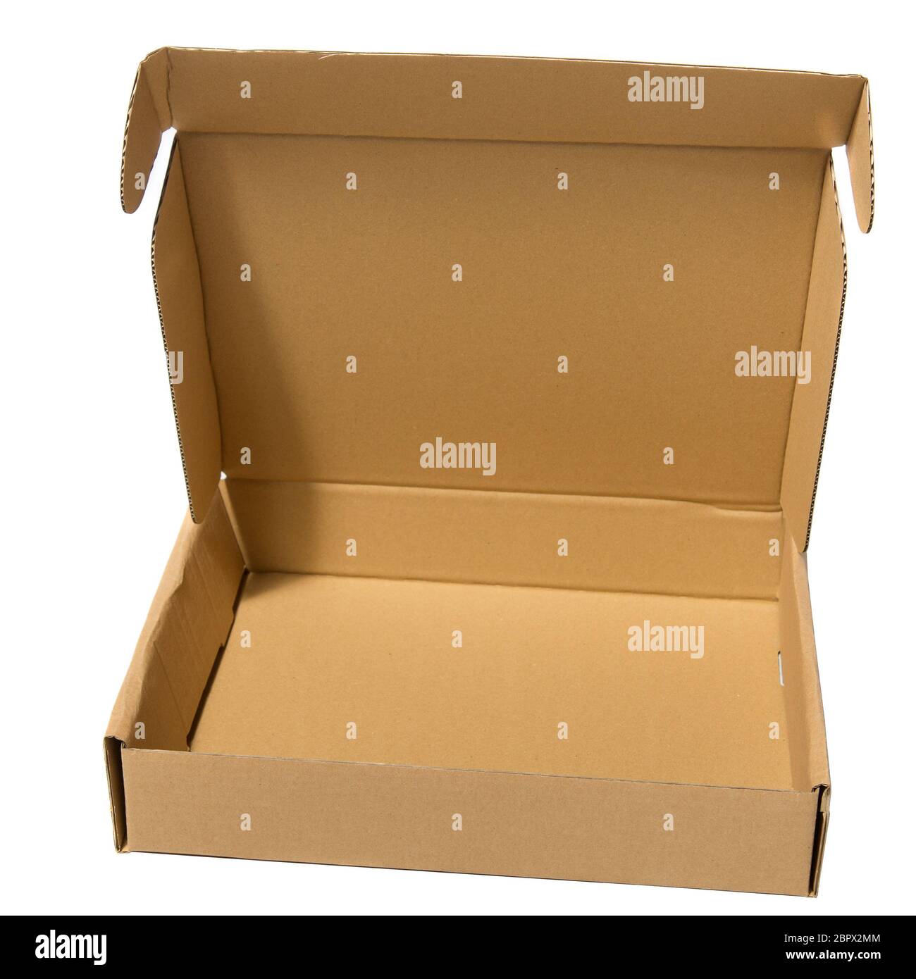empty opened cardboard box on white background Stock Photo - Alamy