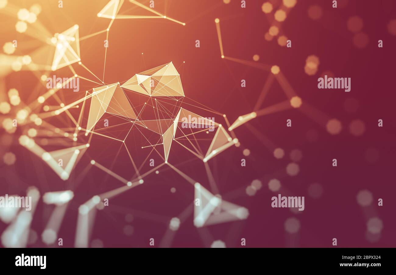 Abstract polygonal space low poly dark background with connecting dots and lines. Connection ...